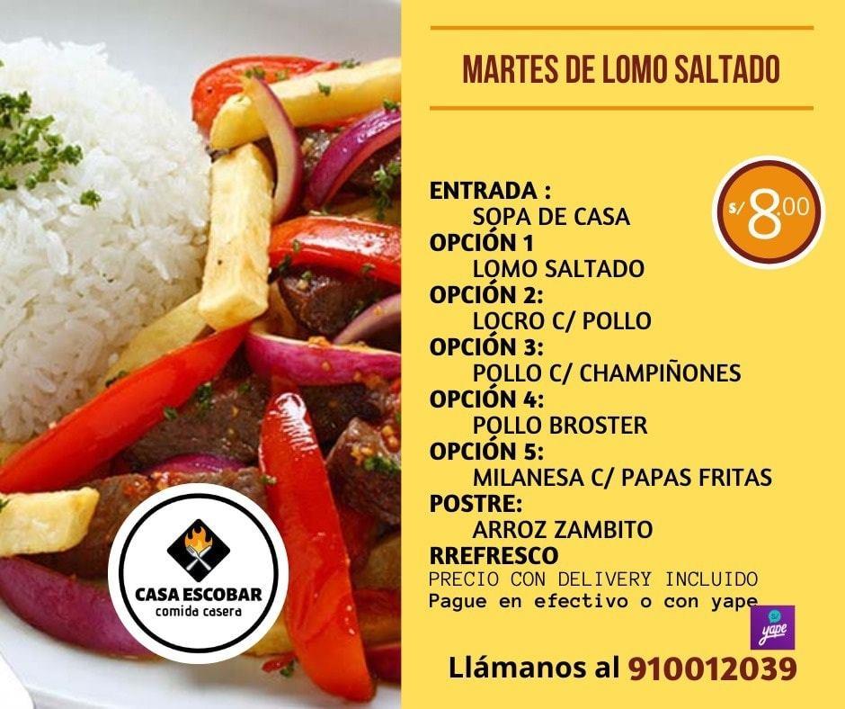 Menu at Casa Escobar, Ayacucho