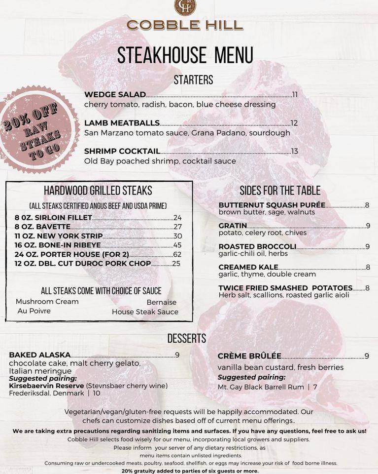 Menu at Cobble Hill pub & bar, Cedar Rapids