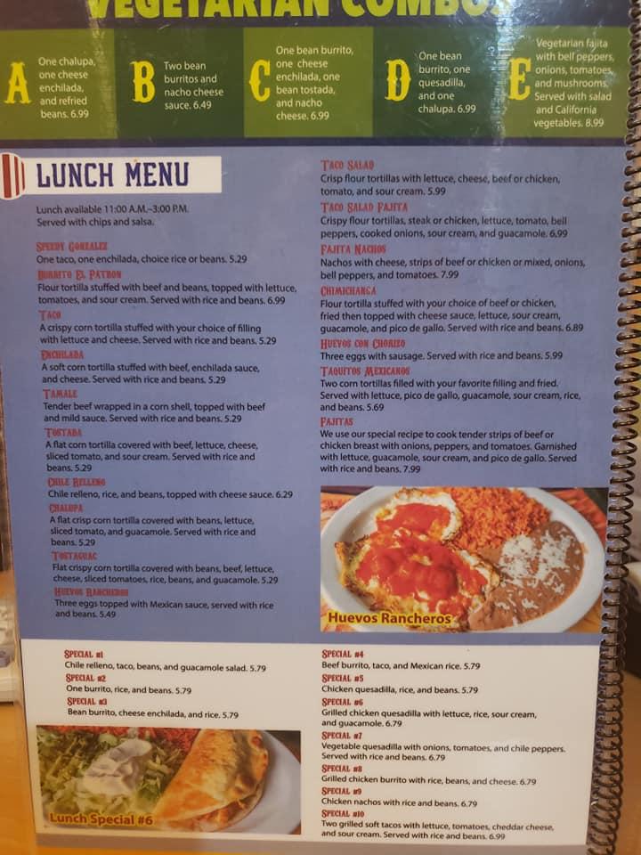 Menu at El Patron Mexican Grill restaurant, Bardstown