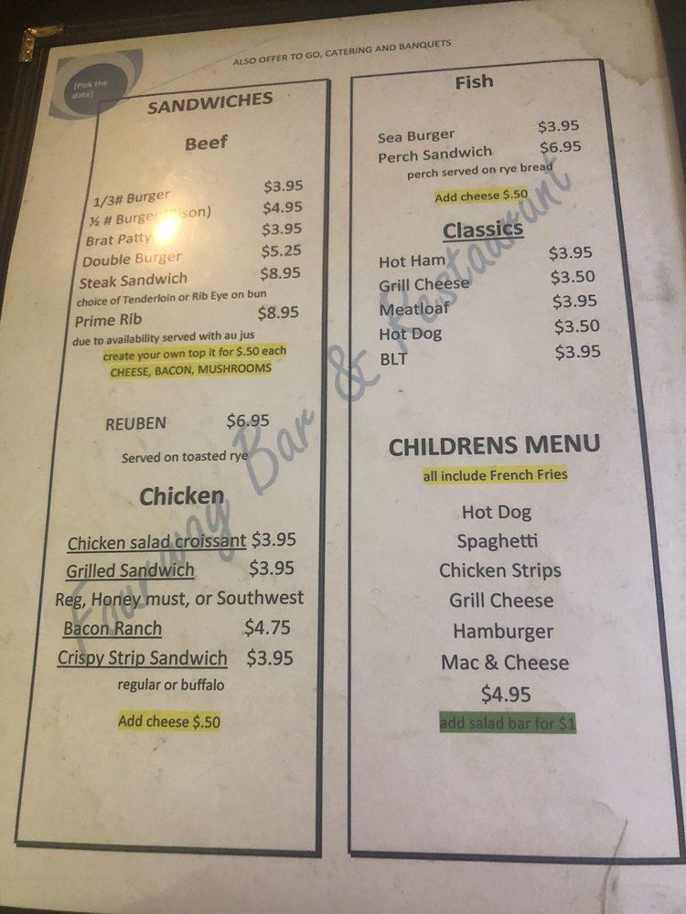 Carta de Four Way Bar & Restaurant, Suamico