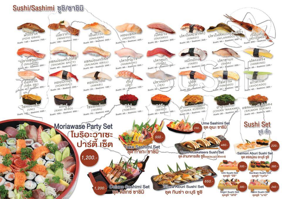 Menu at Sushi Ren Ratchaburi restaurant, Ban Rai