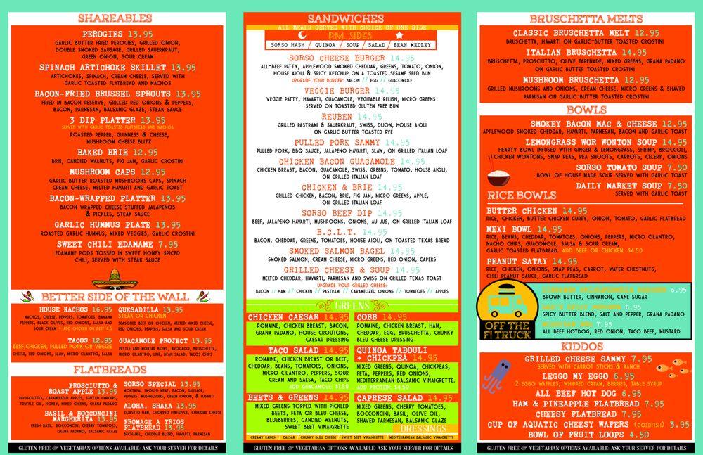 Menu at Sorso Lounge pub & bar, Airdrie