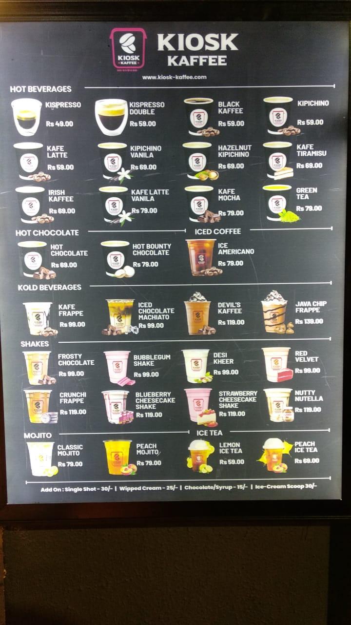 Menu at KIOSK KAFFEE, Pune, Lane No. 6