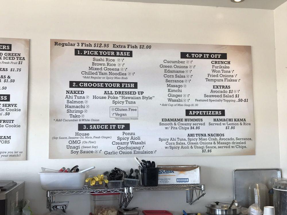 Menu at Poke Poke Fish Bar, Santa Clara