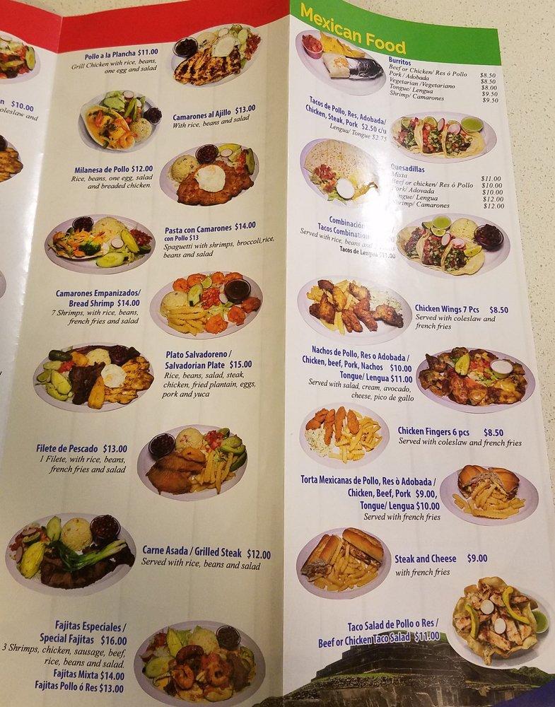 Menu at Sabor salvadoreño restaurant, Chelsea, 700 Broadway
