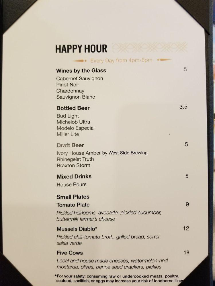 Menu at Ivory House pub & bar, Cincinnati