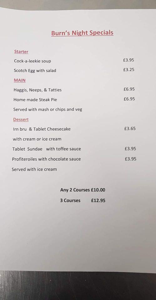 Menu at Memory Lane pub & bar, Kilmarnock
