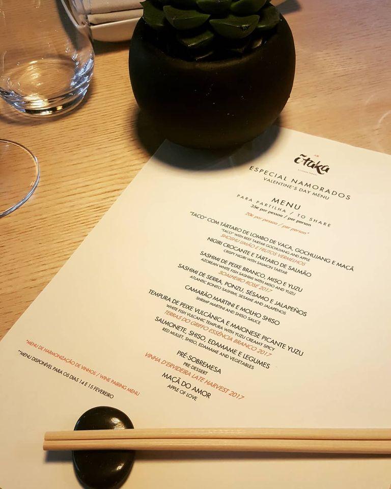 Menu at Õtaka restaurant, Ponta Delgada