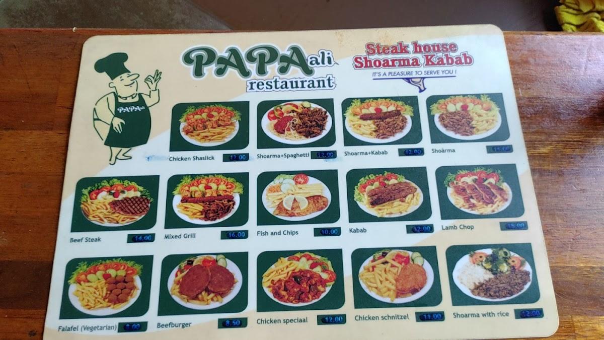 Menu at Papa Ali HALAL Steakhouse, Mix Grill Restaurant, Amsterdam