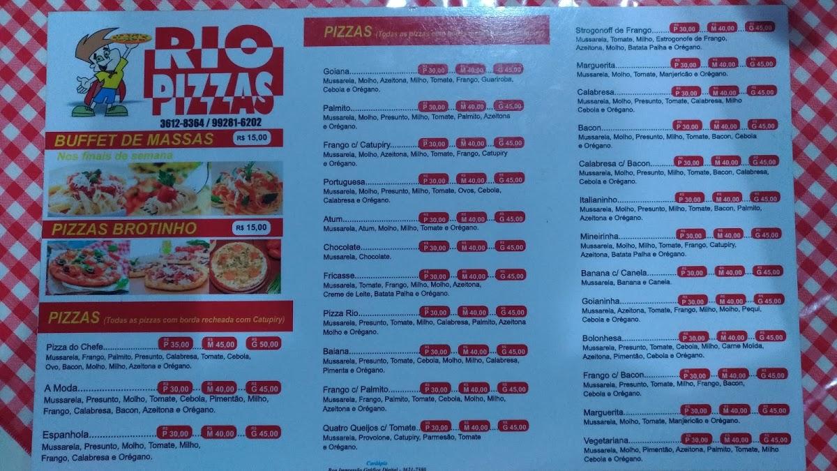 Menu at Rio pizzas pizzeria, Rio Verde