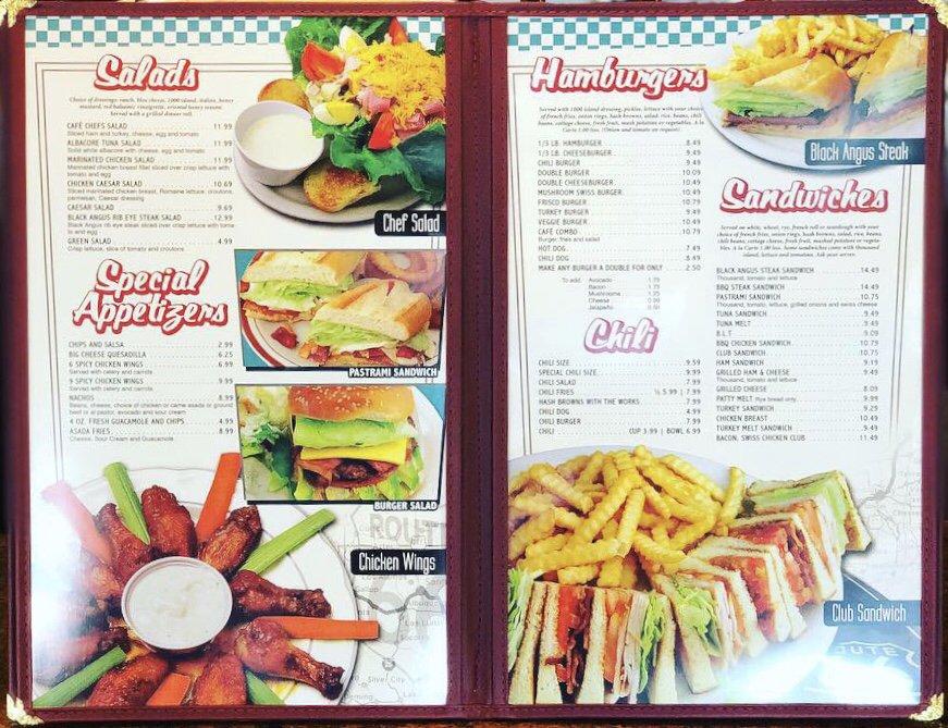 Menu at Roy's Cafe, Henderson