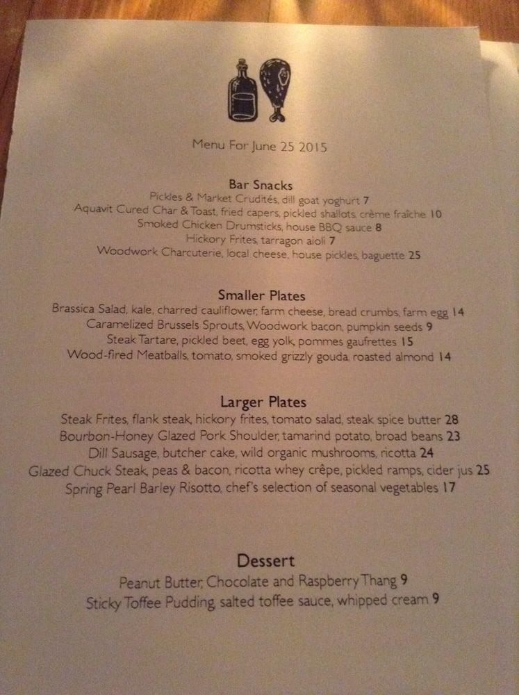 Menu at Woodwork pub & bar, Edmonton