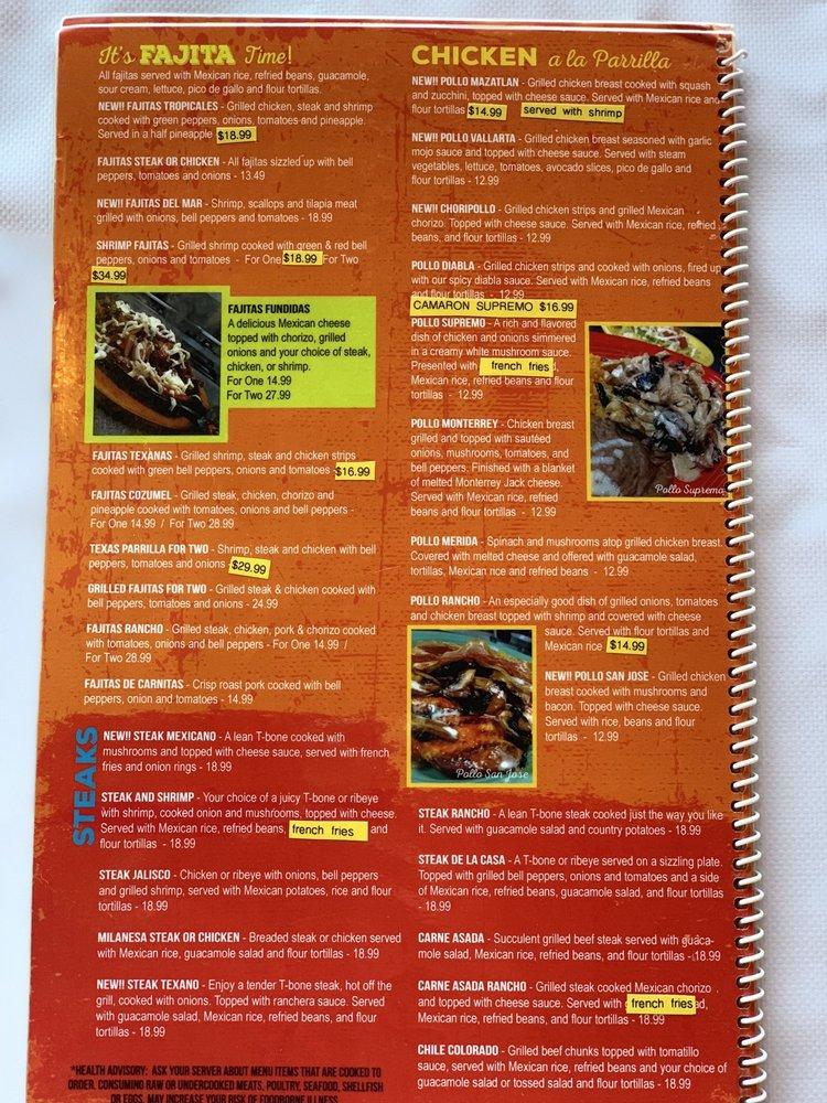 Menu at El Rancho Mexican Restaurant, Gaylord