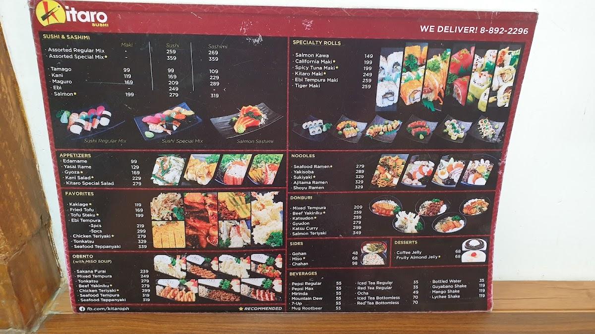 Menu at Kitaro sushi Whiteplains restaurant, Quezon City, 1800 ...