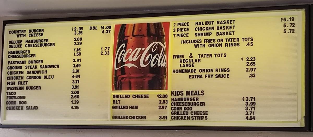 Menu at Pace's Drive-In fast food, Layton, 344 N Main St