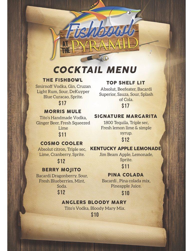 Menu at Memphis Pyramid Cafe, Memphis