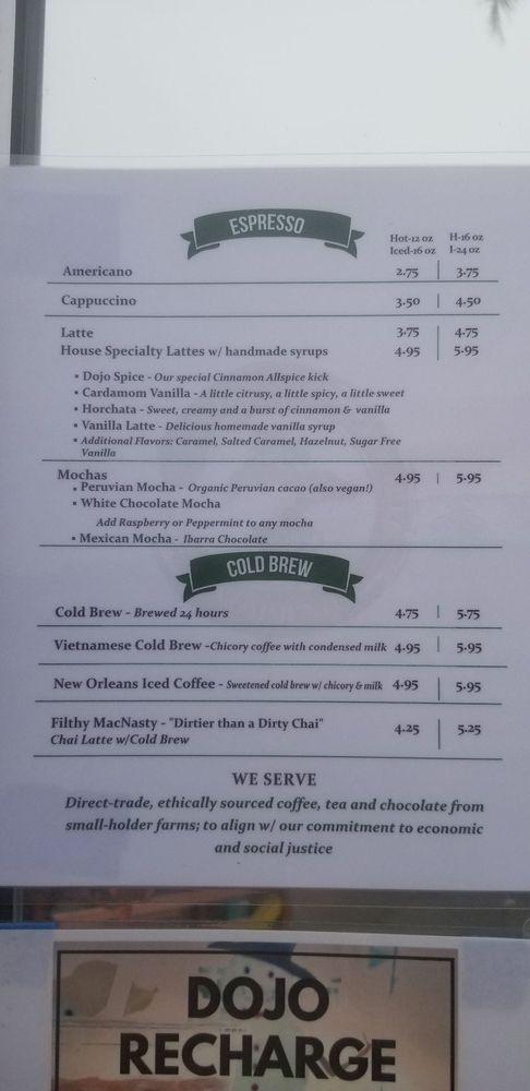 Menu at The Dojo Cafe, San Diego