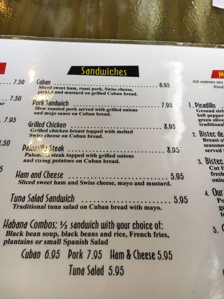 Menu at Habana Café restaurant, Gulfport, Gulfport Blvd S
