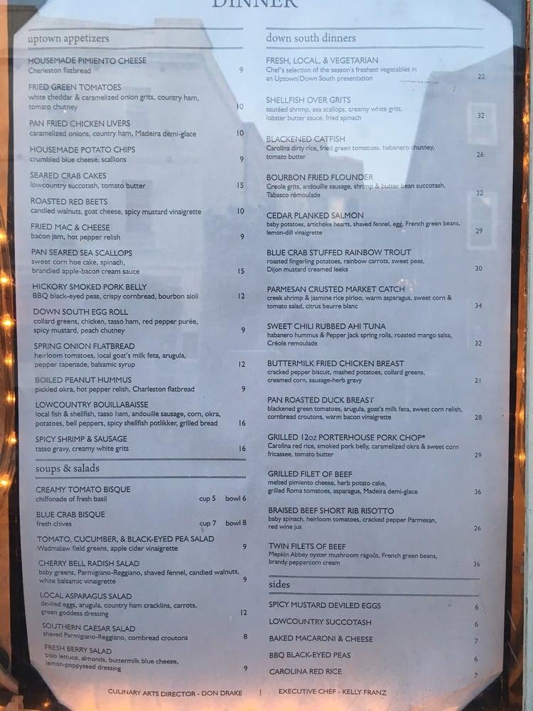 Menu at Magnolias pub & bar, Charleston, 185 E Bay St