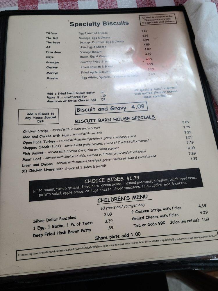 Menu at The Biscuit Barn, Crystal River