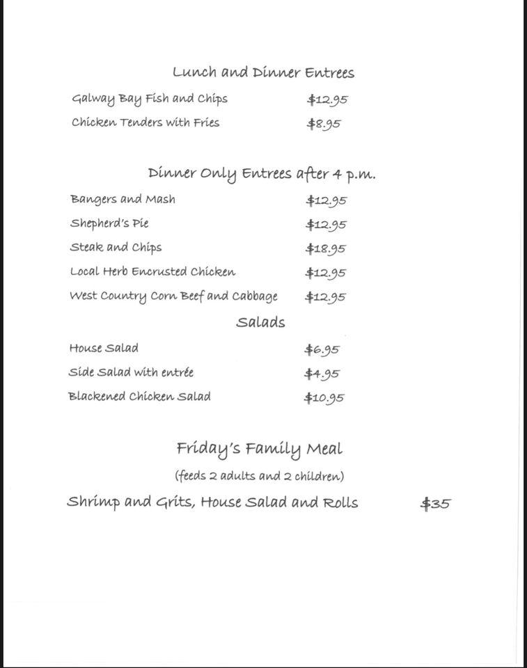 Menu at The Harp pub & bar, Wilmington