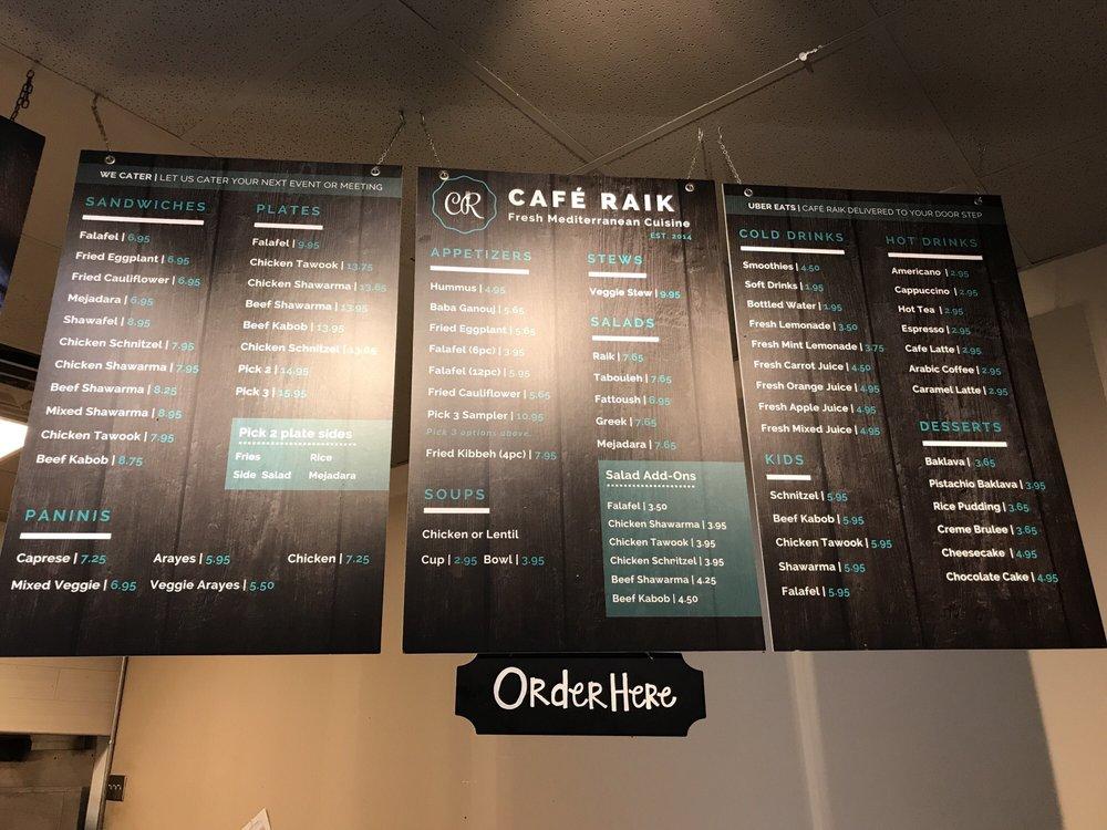 Menu at Café Raik cafe, Duluth, Old Peachtree Rd