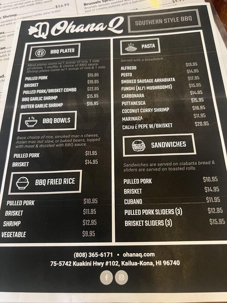 Carta del pub y bar Da Taste by Ohana Q, Kailua