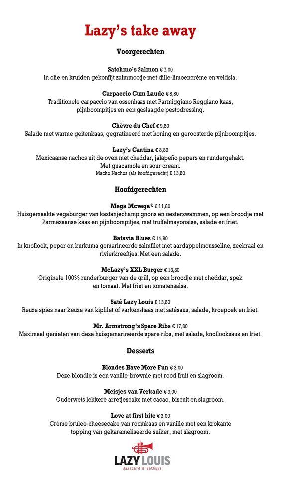 Menu at Lazy Louis, Amersfoort, Arnhemsestraat 1-3