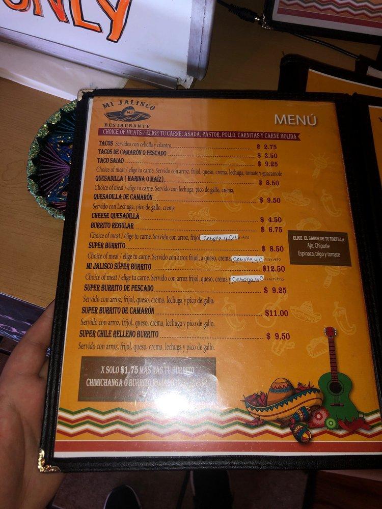 Menu at Mi Jalisco Restaurante, Vallejo