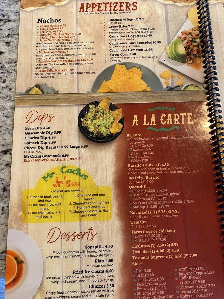 Menu at Mr. Cactus Mexican Kitchen restaurant, Easley