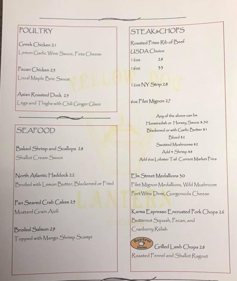 Menu at Yellow Dog Lantern Restaurant, Oil City