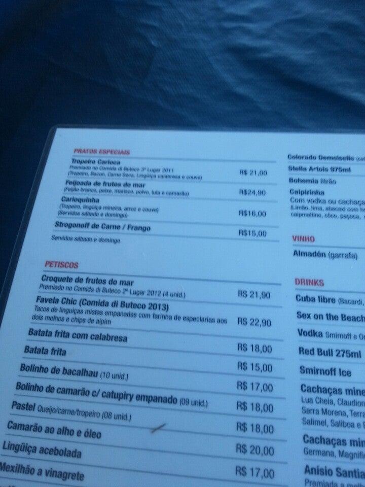 Menu at Bar do David, Rio de Janeiro, Chapéu Mangueira - Ladeira Ary ...