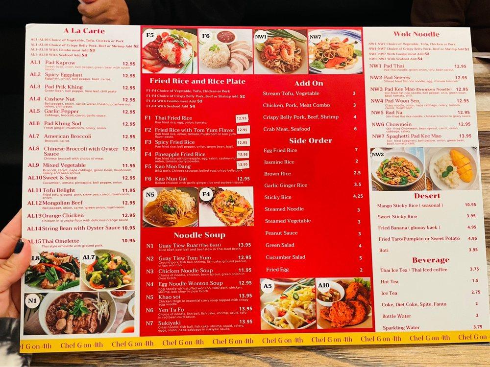 Carta del restaurante Chef G on 4th Thai Street Food, Alhambra