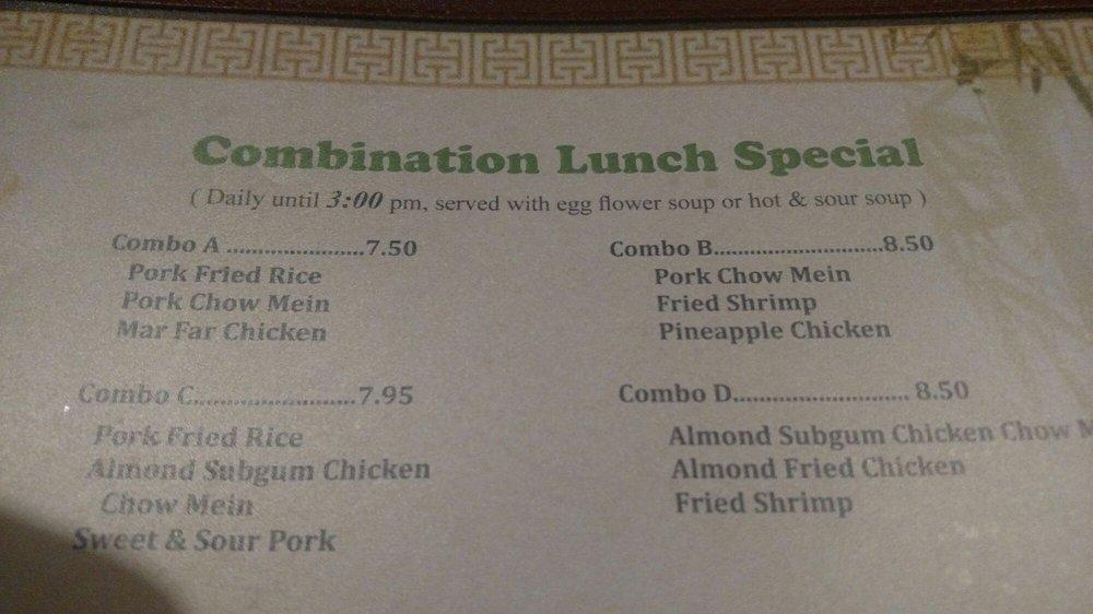 Menu at China Cook restaurant, Vancouver