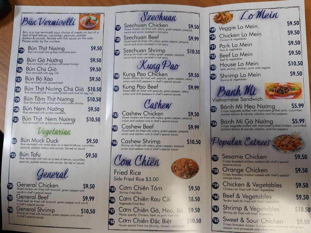 Menu at Pho Viet 45 restaurant, Delano