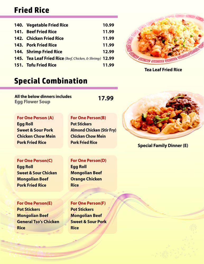 Menu at Tea Leaf 2 restaurant, Lacey