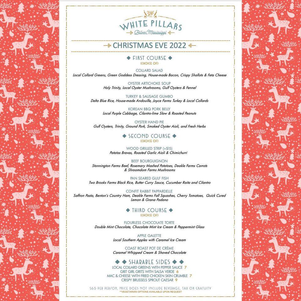 Menu at White Pillars Restaurant and Lounge, Biloxi