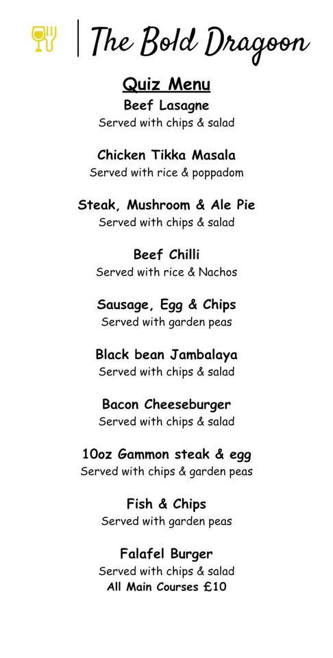 Menu at The Bold Dragoon and Restaurant 48, Northampton