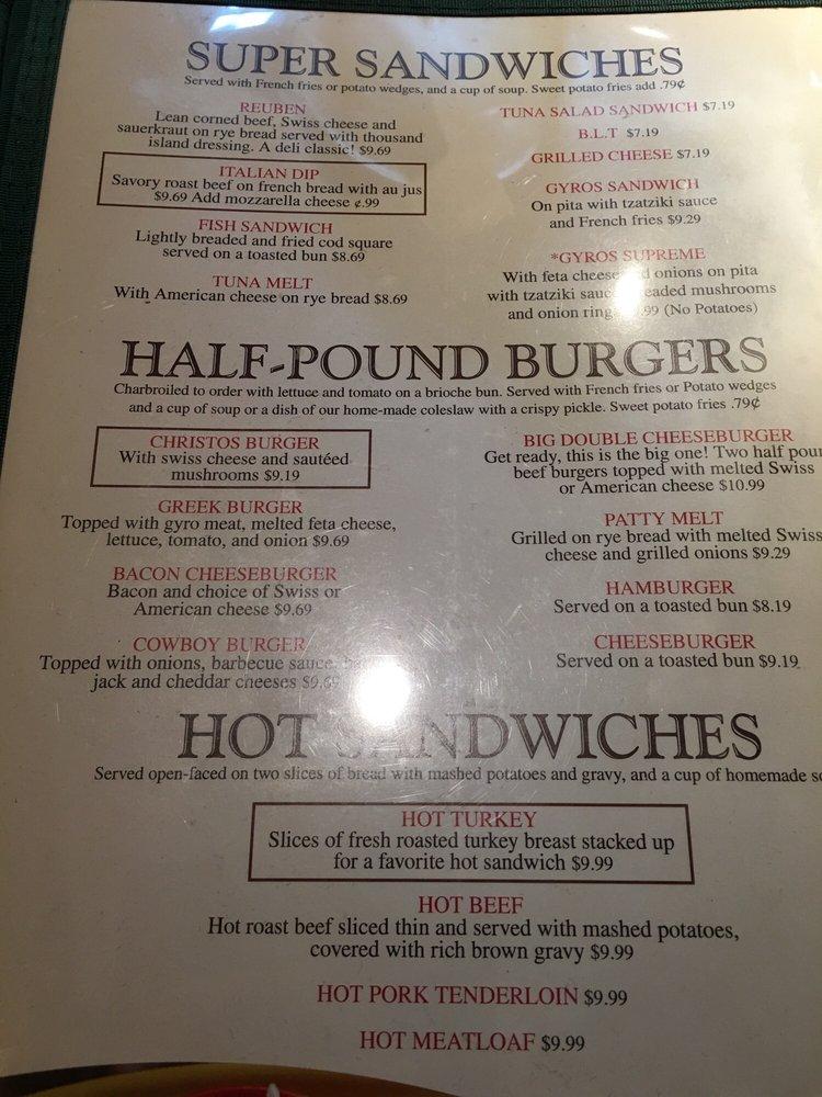 Menu at Christos Family Dining restaurant, Plymouth