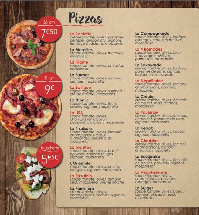 Menu at Del'pizza restaurant, Hinges