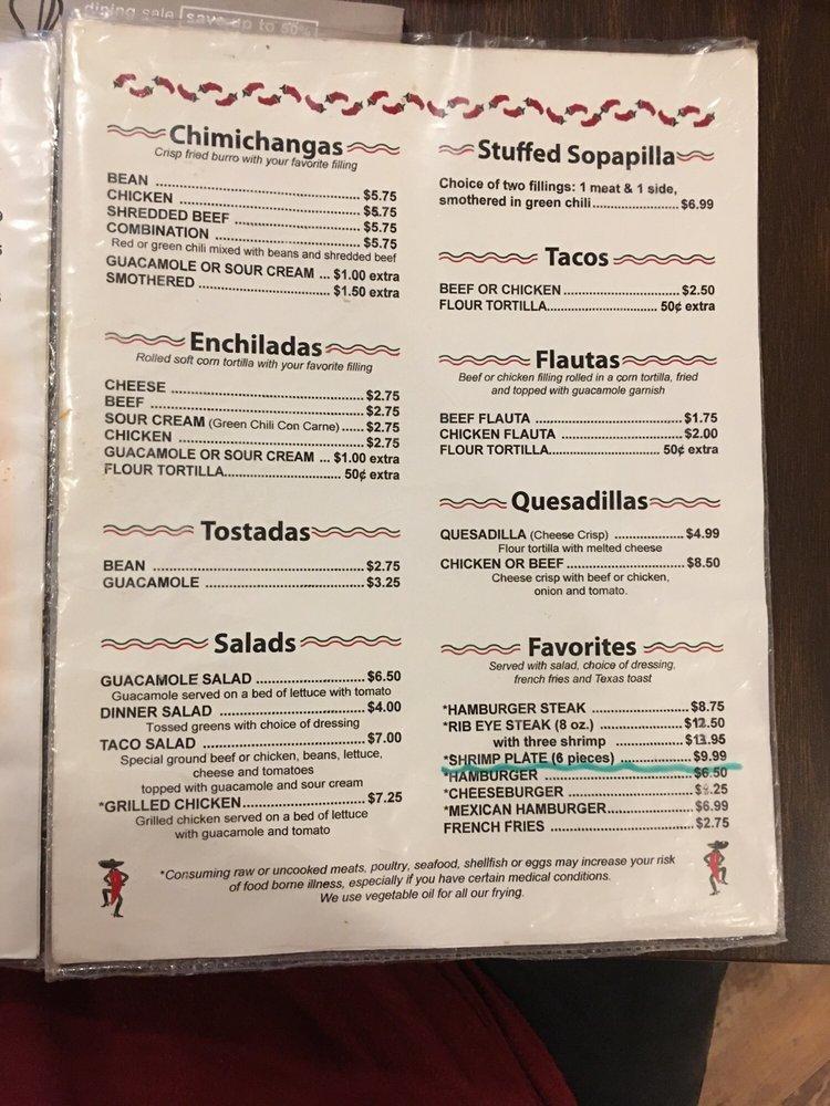 Menu at Felisa's Mexican Food & Lounge pub & bar, La Junta