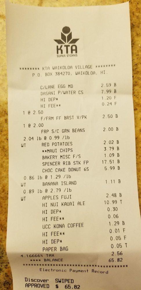 Menu at KTA Super Stores - Waikōloa Village restaurant, Waikoloa Village