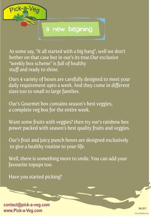 Menu at Pick-a-Veg, Delhi
