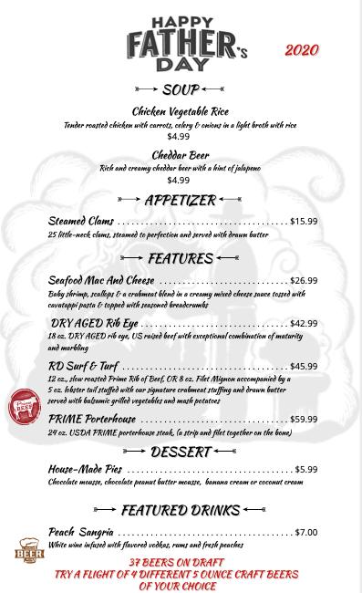 Menu at Raindancer Restaurant, Amsterdam, State Highway 30