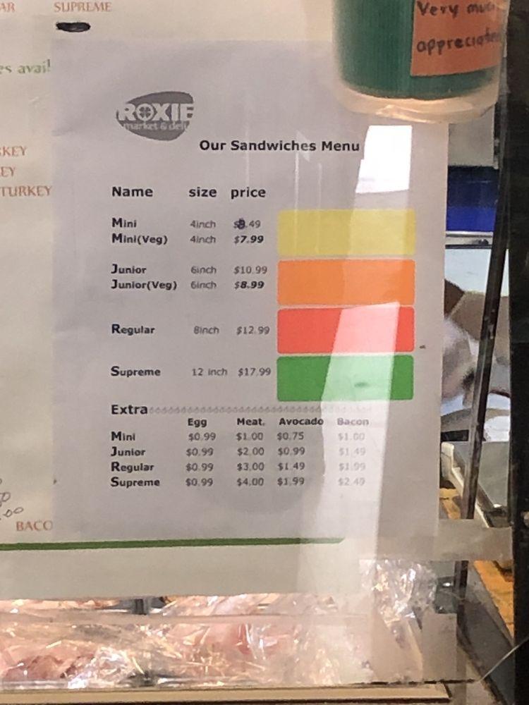 Menu at Roxie Market & Deli restaurant, San Francisco