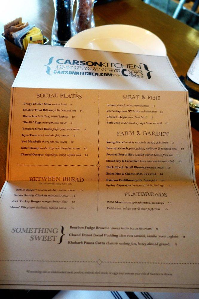 Menu at Carson Kitchen pub & bar, Las Vegas, 124 S 6th St Suite 100