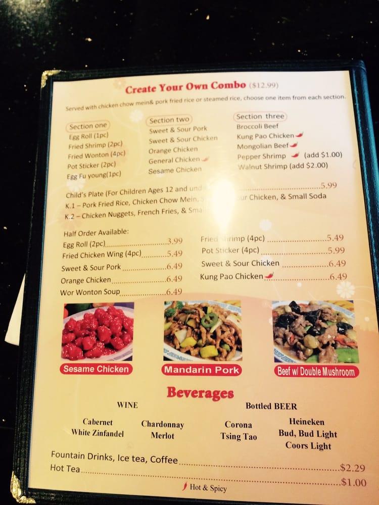 Menu at Dynasty Chinese Cuisine restaurant, Hanford