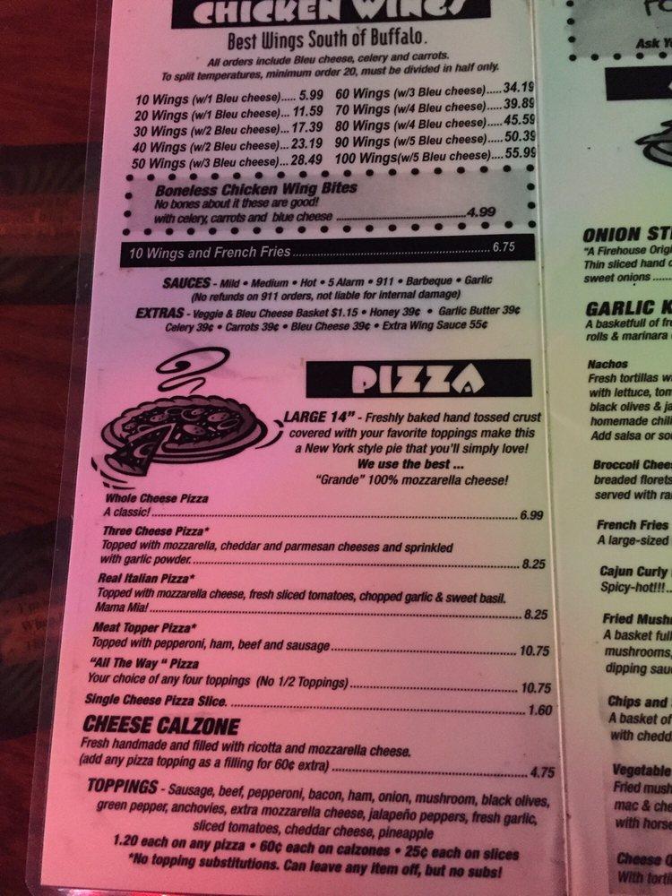 Menu at Firehouse Grill & Pub Inc, Temple Terrace