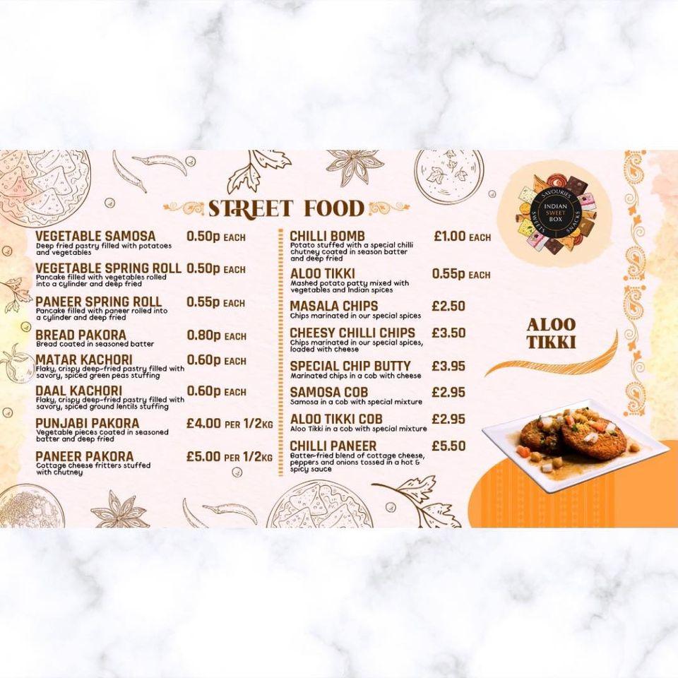 Menu at Indian Sweet Box restaurant, Leicester