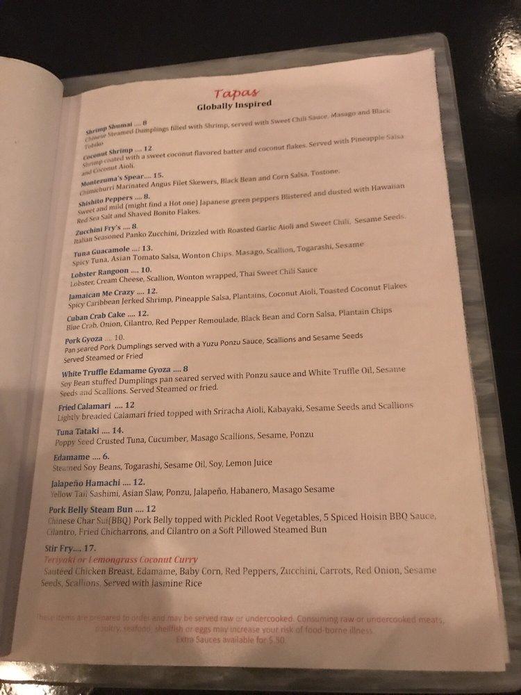 Menu at Pisces Sushi and Global Bistro restaurant, Dunedin, 799 ...